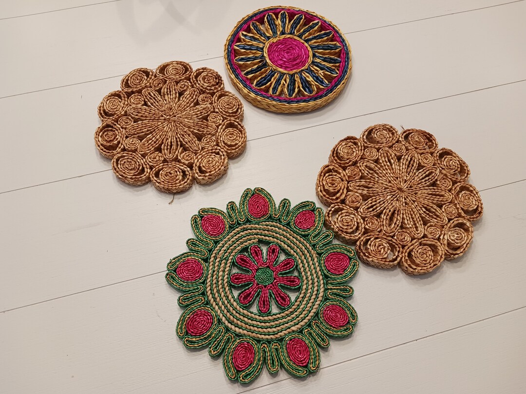 Vintage 1970s Trivet Collection - Bohemian Style Hot Pads - Unique Wall ...
