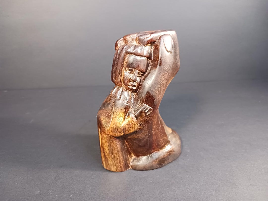 Hand Carved Wood Child in Hand of God Statue, 4" Tall- Unique Gift ...