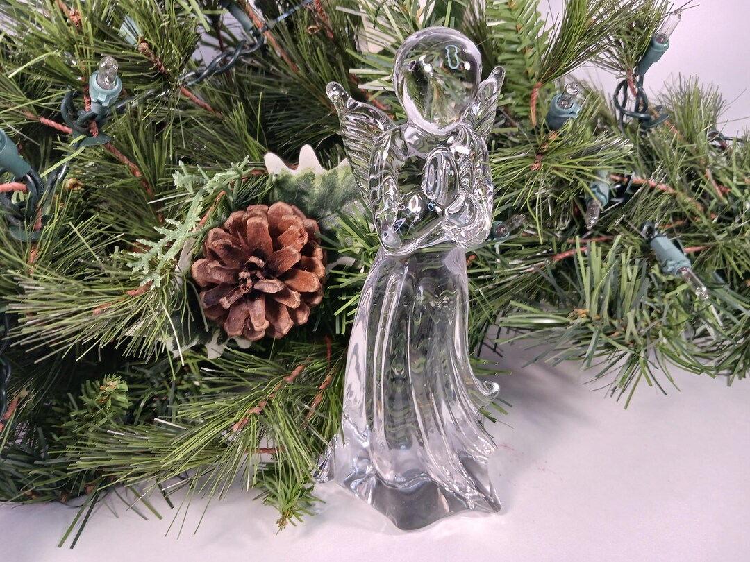Vintage Solid Glass Angel Figurine – 7" Tall Praying Angel With ...