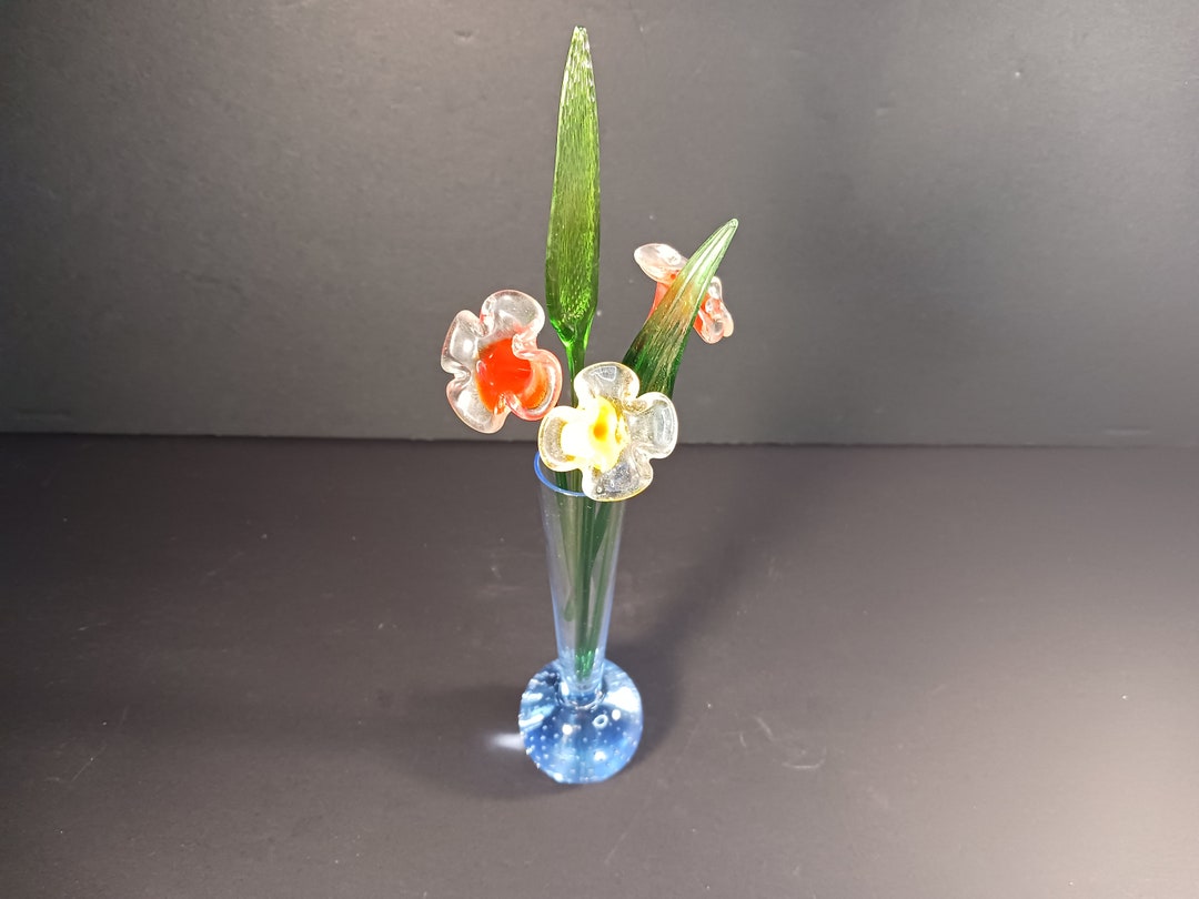 Art Glass Flowers Handcrafted Murano Style Flowers long Stem Glass ...