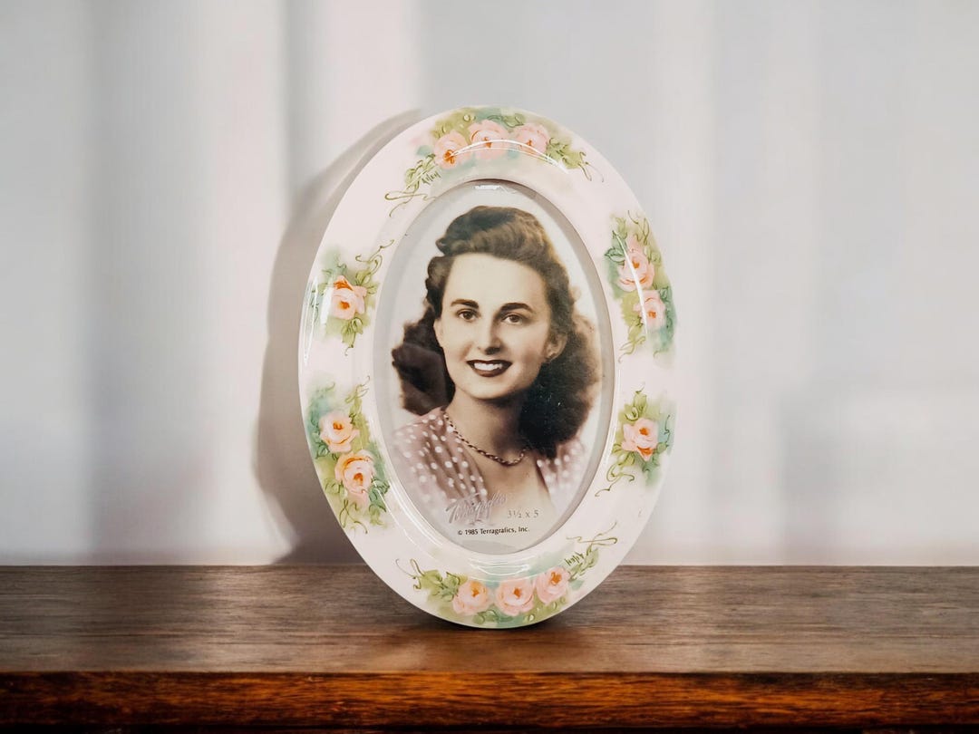 Vintage Terragraphics Ceramic Photo Frame – Floral Design - Etsy