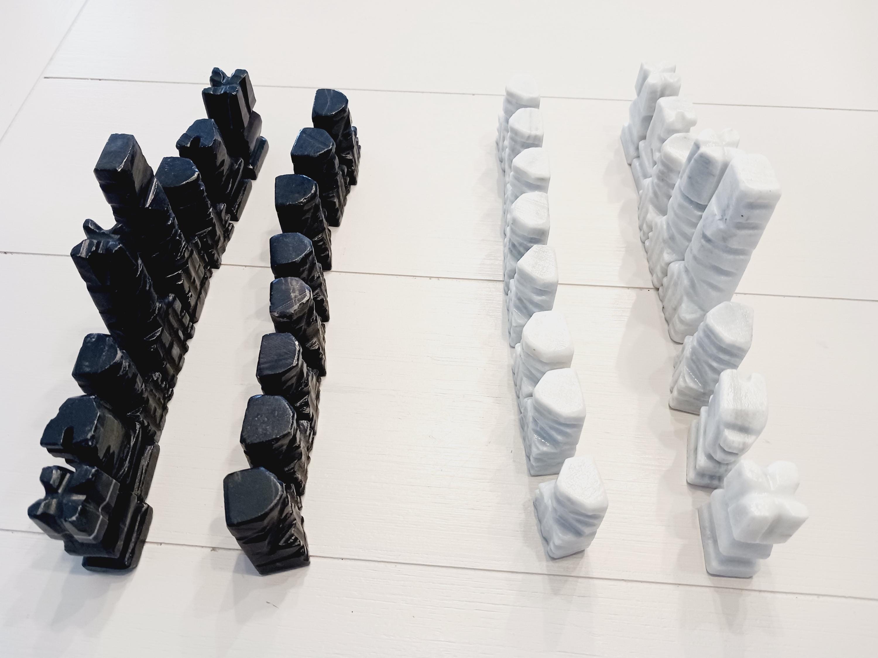 Vintage Handcrafted Stone Chess Set – Tiki Style - Mayan Style Stone 32 ...