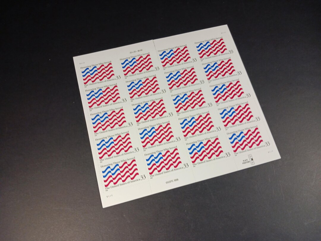 1998 Honoring Those Who Served Stamps - Sheet of 20 X 33-cent Unused ...