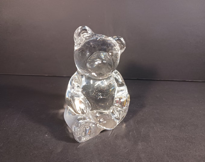 Vintage Clear Lead Crystal Glass Teddy Bear Figure Paperweight Princess ...