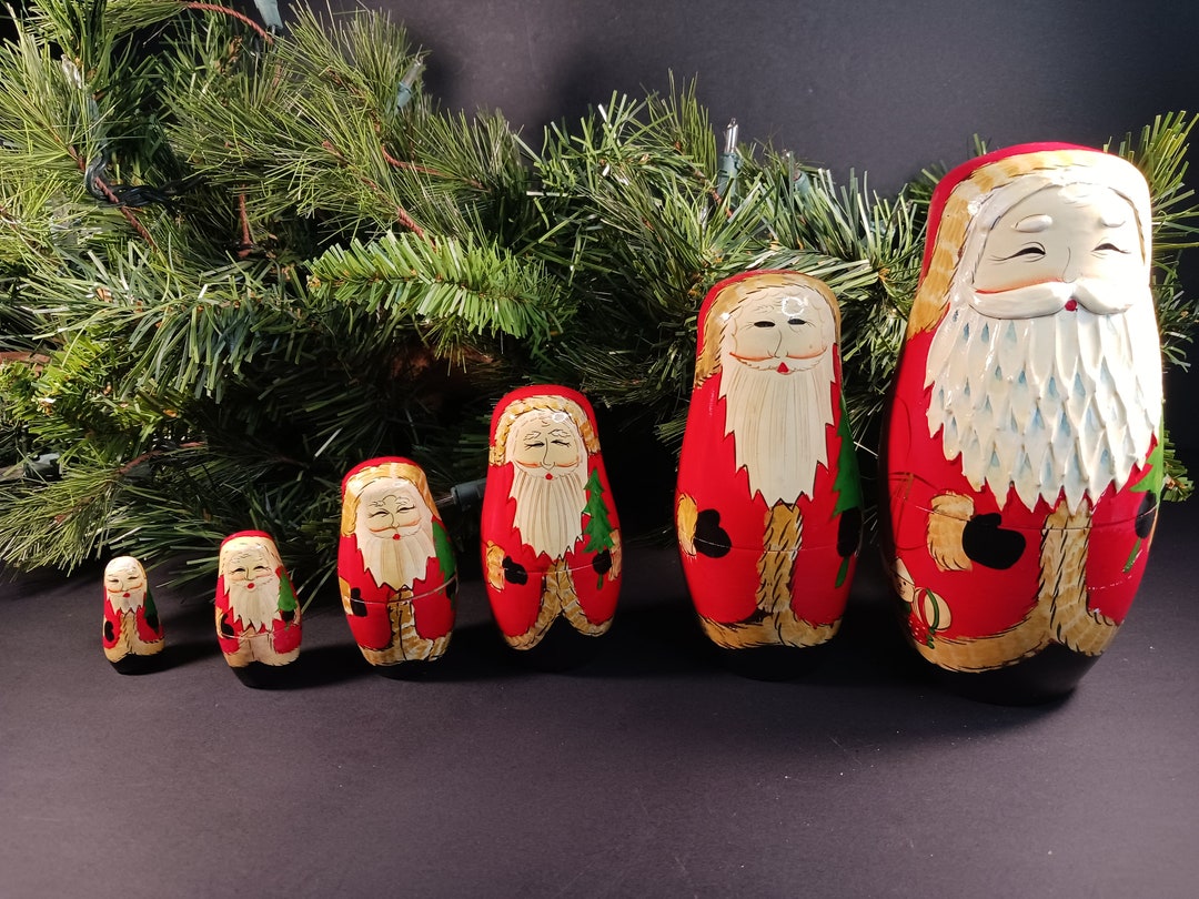 Matryoshka Santa Claus Nesting Dolls Set of 6 Handmade Santas ...
