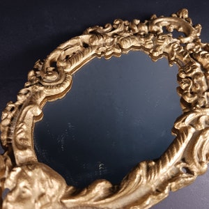 Antique Hand Mirror Gilded Cast Iron Art Cherub Hand Mirror Gold Tone ...