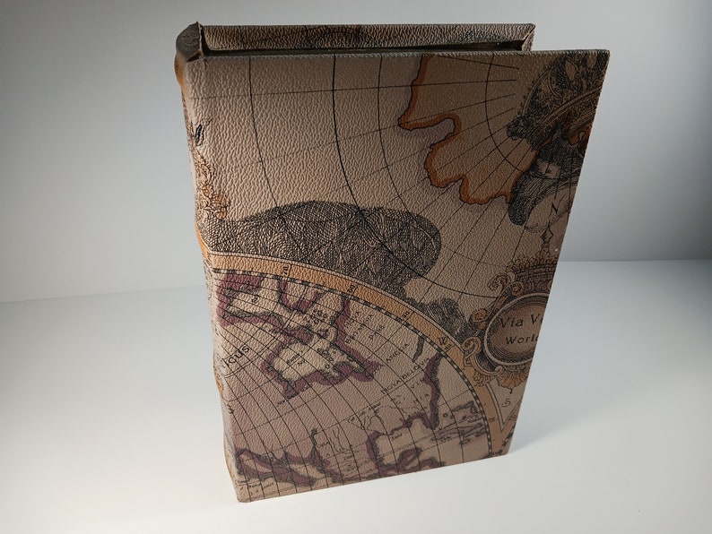 World Map Decorative Book Box Antique Style With Hidden Storage via Vee ...