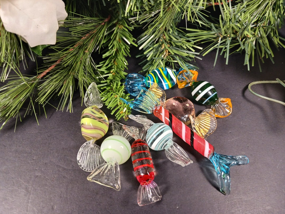 Vintage Blown Glass Twist Candies, Christmas Hard Candy, Glass Bonbons ...