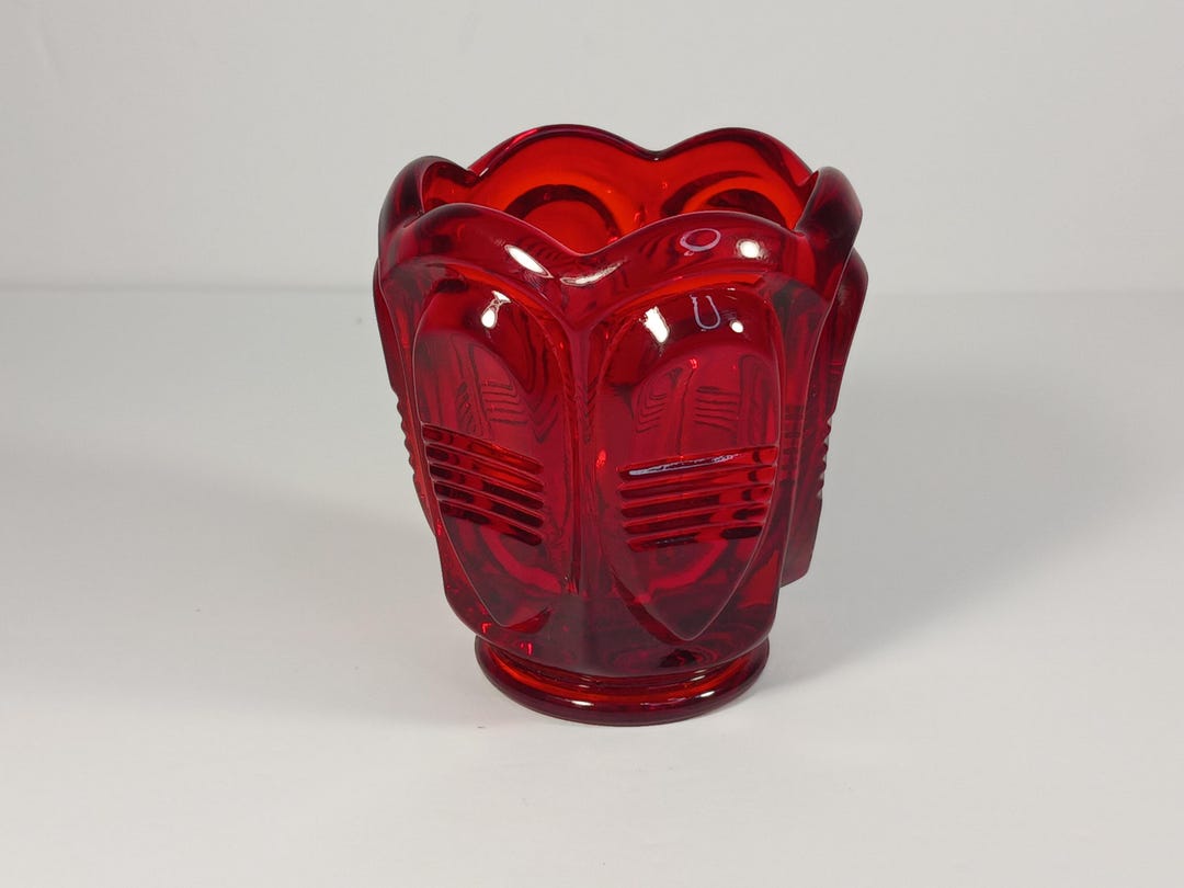 Fenton Red Glass Barred & Oval Votive/toothpick Holder Ruby Red Fenton ...