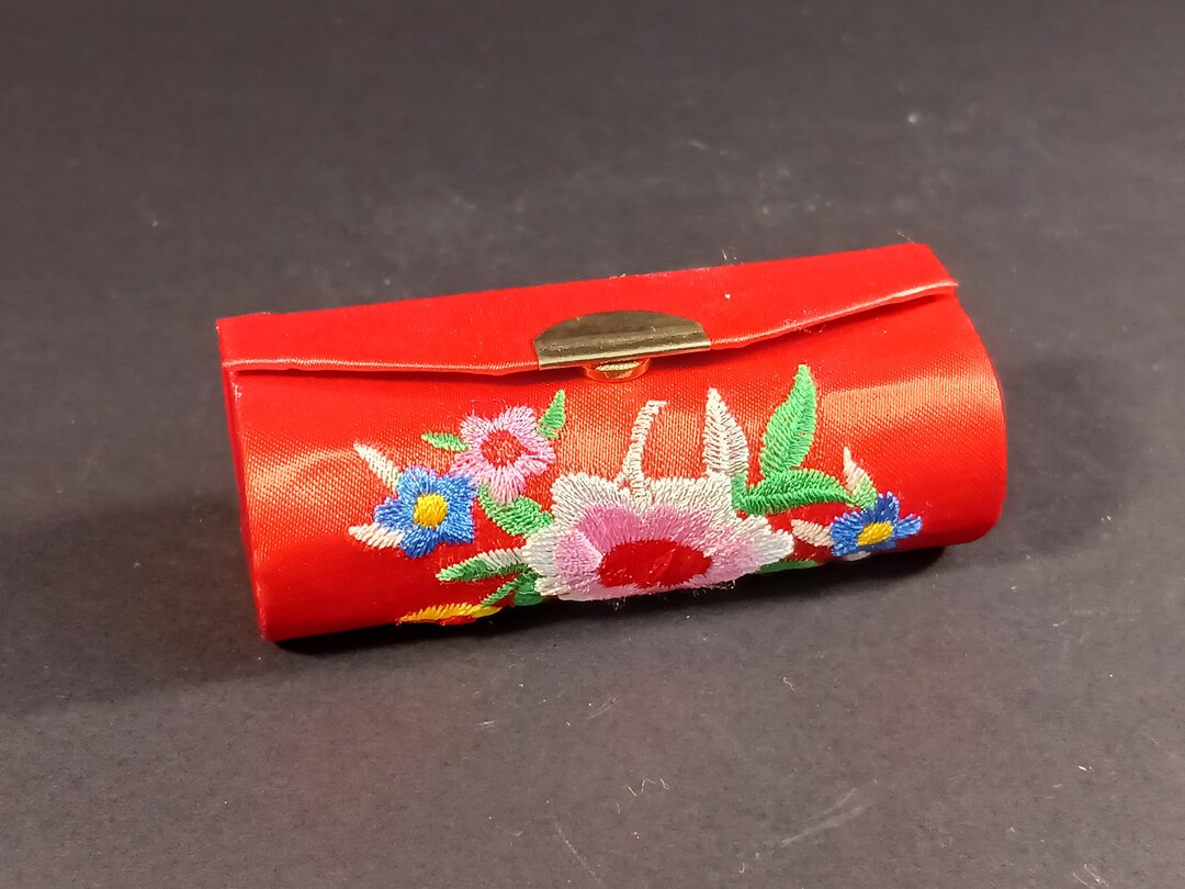 Red Floral Lipstick Case With Mirror - Compact and Stylish Holder-prom ...