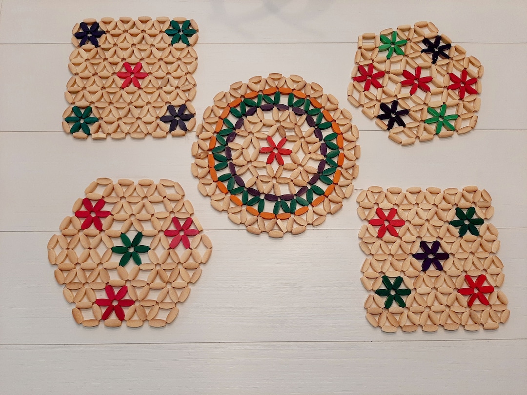 Vintage Trivets Bohemian Style Wooden Beaded Trivet Unique Kitchen Wall ...
