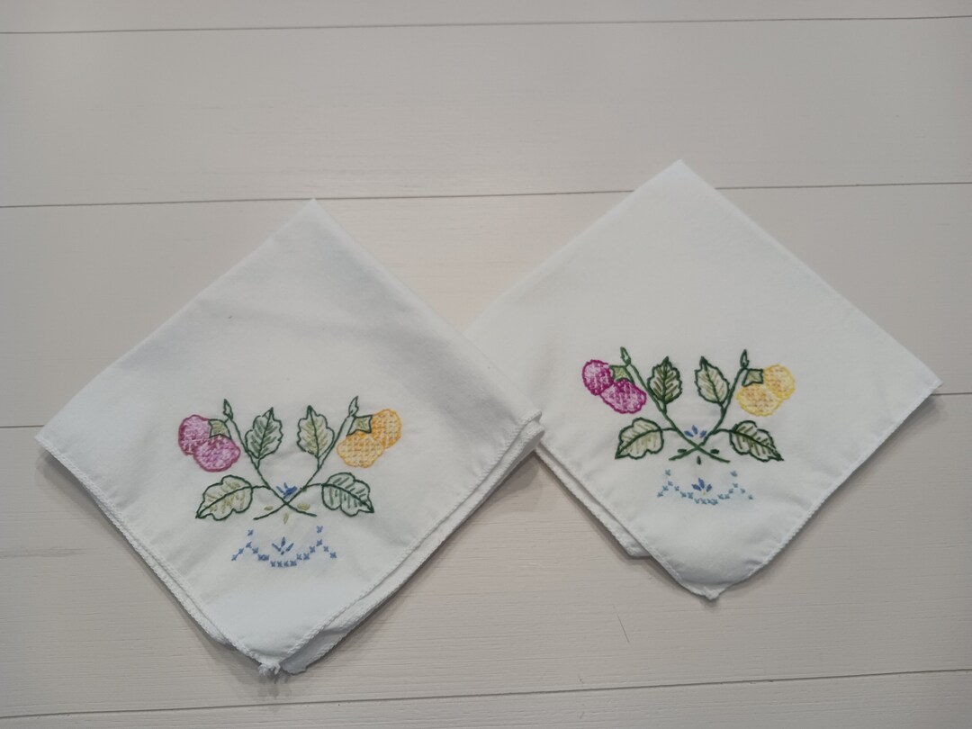 Vintage Embroidered Napkins- Vintage Handmade Embroidered Napkins Set ...