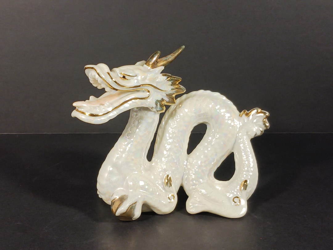 Vintage Japanese Porcelain Dragon Figurine by Yoshimi K Iridescent ...