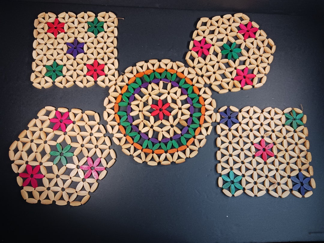 Vintage Trivets - Vintage Bohemian Style Wooden Beaded Trivets ...