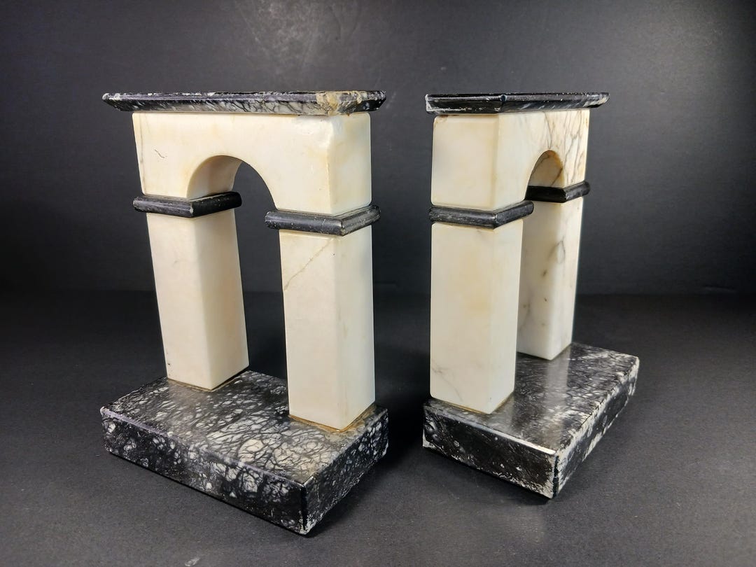 Neoclassicism Stone Bookends-italian Alabaster Bookends -column Shape ...