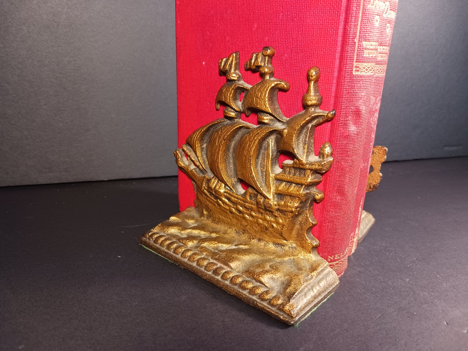 Antique Sailing Ship Bookends Cast Metal Nautical Decor Gift for Book ...