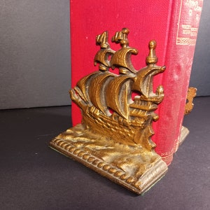 Antique Sailing Ship Bookends Cast Metal Nautical Decor Gift for Book ...