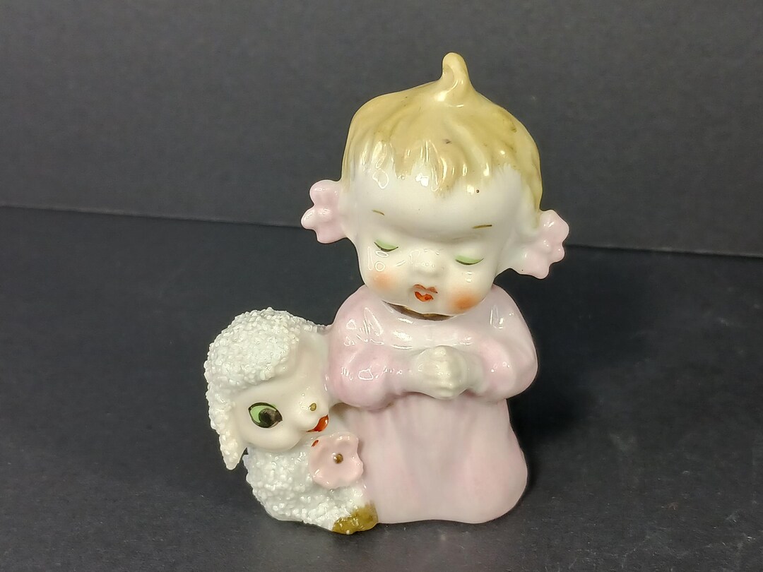 Vintage Praying Girl Figurine – Spaghetti Lamb, Lavender Dress, Japan ...