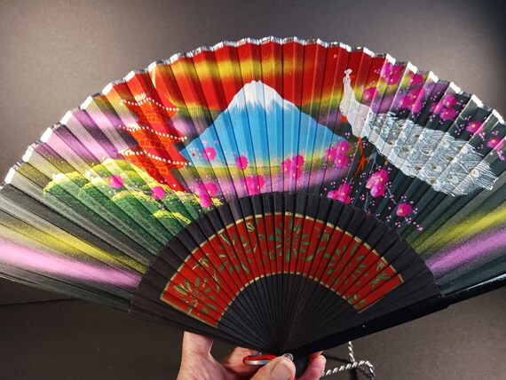Vintage Hand Fan- Handcrafted Wooden Folding Hand Fan… - Gem