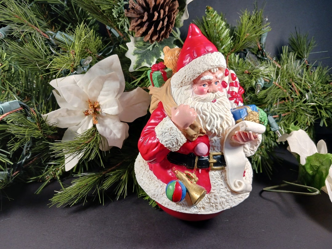 Christmas Roly Poly Santa Claus Figurine Toy -wind-up Musical Santa ...