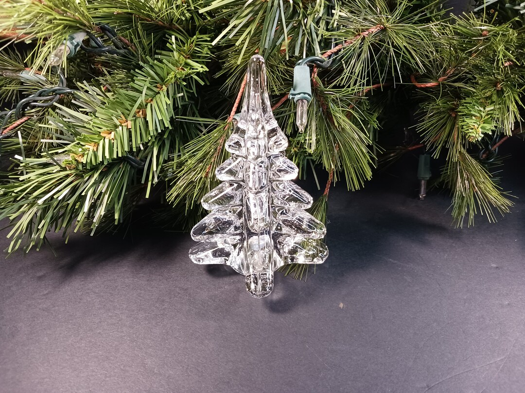 Vintage Hand Blown Crystal Pine Christmas Tree Festive Holiday Decor 5. ...