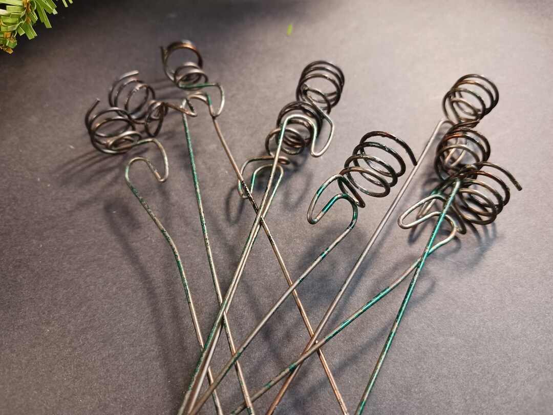 Vintage Wire Candle Holders Scandinavian Green Christmas Tree Pendulum ...