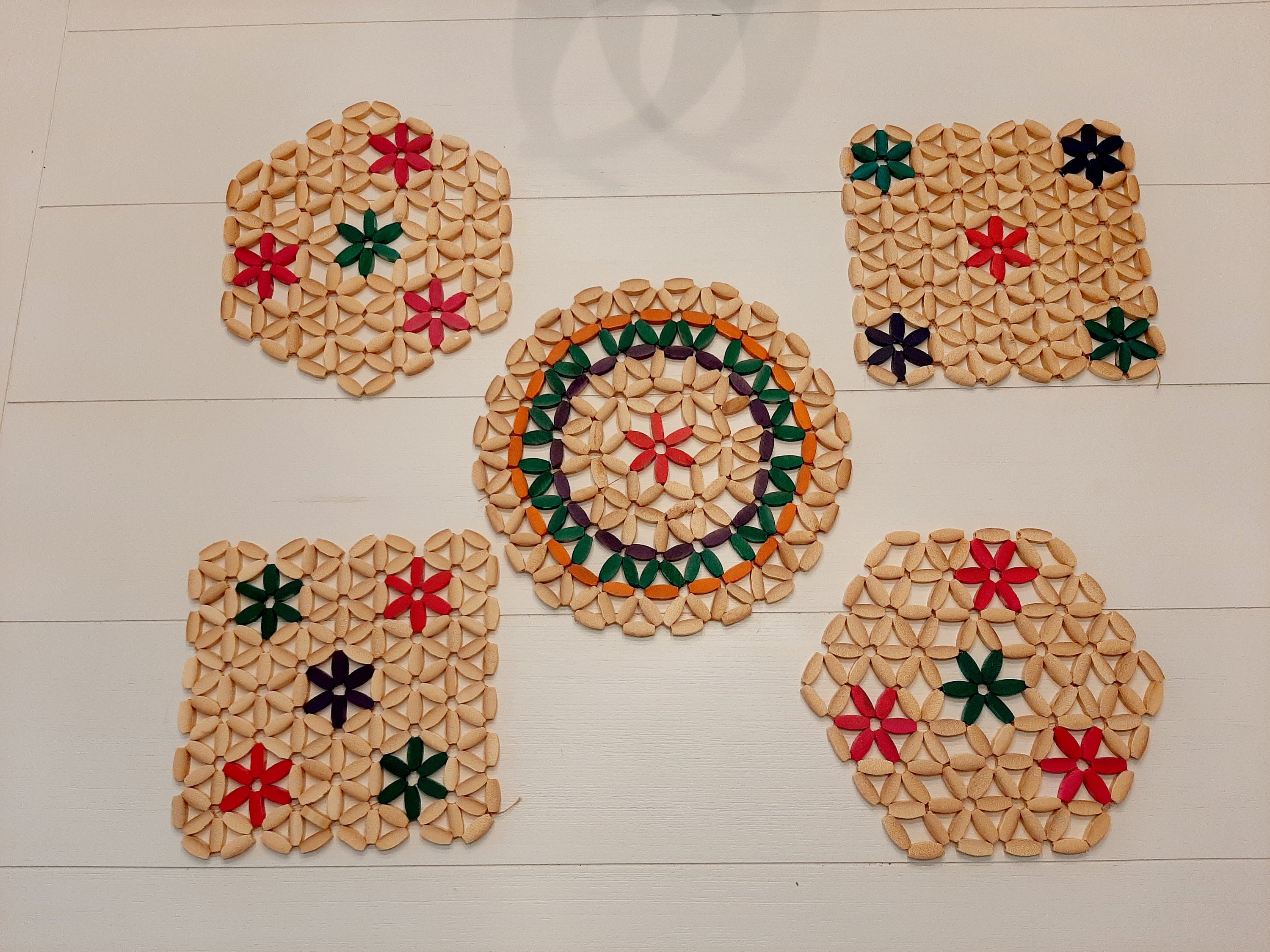 Vintage Trivets Bohemian Style Wooden Beaded Trivet Unique Trivet Wall ...