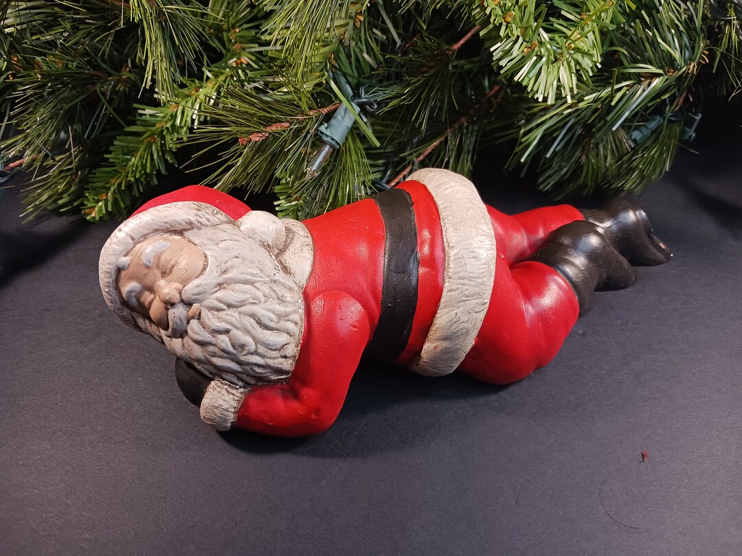 Sleeping Mantle Santa - Hand Painted Ceramic - Vintage Christmas Decor ...