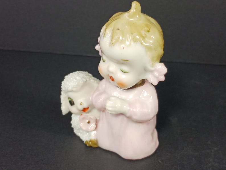 Vintage Praying Girl Figurine – Spaghetti Lamb, Lavender Dress, Japan ...