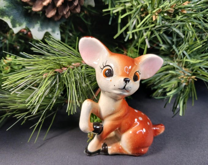 1950s Porcelain Deer Figurine- Made in Japan- Bambi Big Eye Deer ...