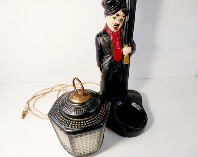 Rare Charlie Chaplin Chalkware Bar Lamp – 23" Tall Vintage Tramp Hobo ...