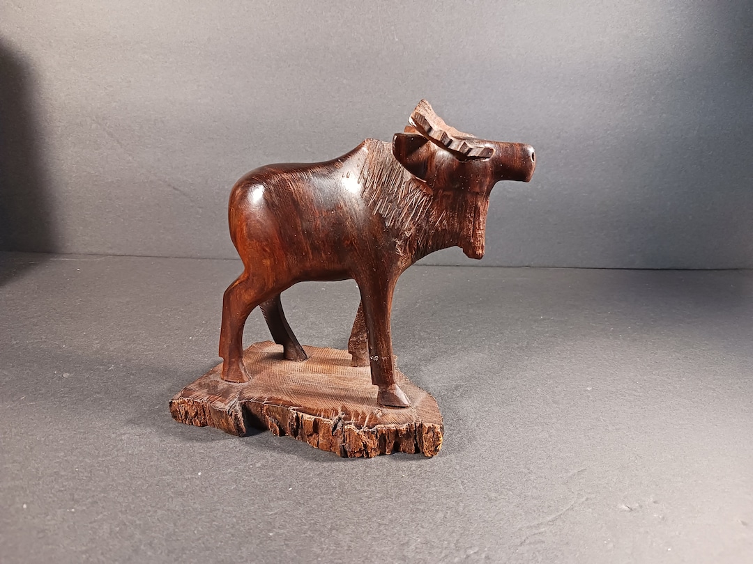 Vintage Wooden Moose Ironwood Moose Carving: Rustic Lodge Charm Gift ...