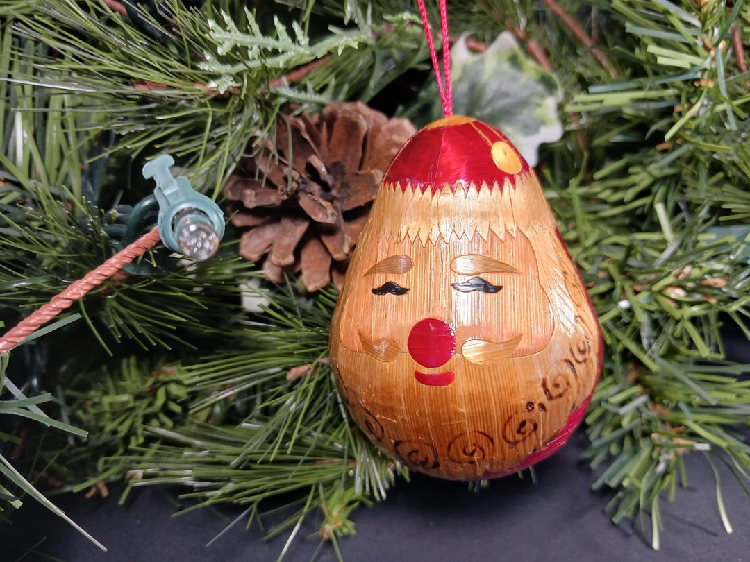 Chinese Parquetry Santa Christmas Ornament – Handcrafted Wood Inlay – 3 ...