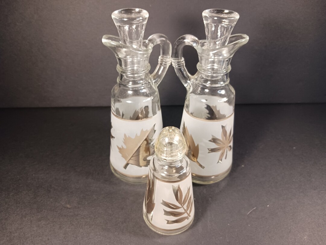 Vintage Glass Cruet Set Starlyte Anchor Hocking Cruet Set Frosted Glass ...