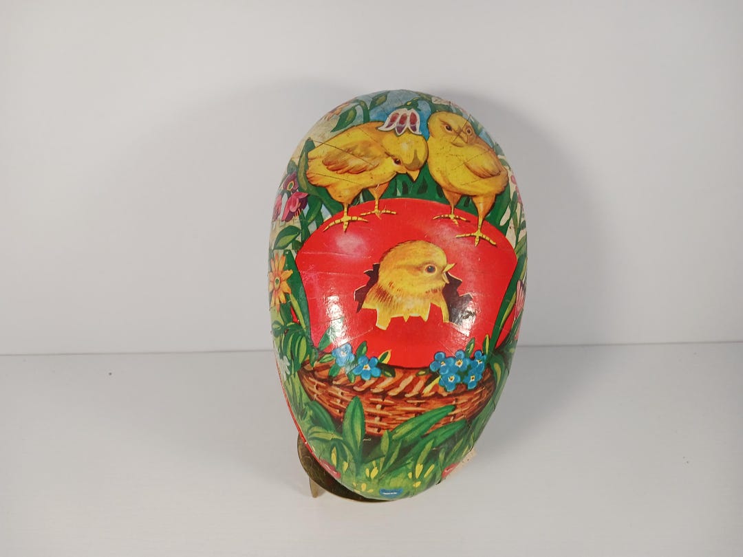 Large Western Germany Paper Mache Baby Chicks Hatching Easter Egg ...