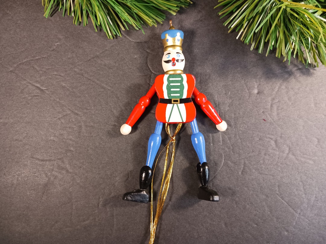 Vintage Nutcracker Wooden Ornament-jointed Toy Puppet Ornament Movable ...
