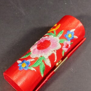 Red Floral Lipstick Case With Mirror Compact and Stylish Holder-prom ...
