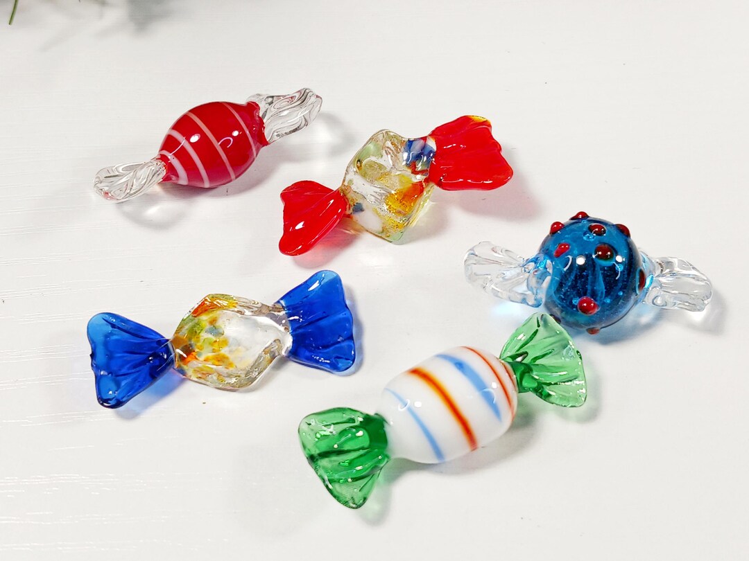 Mini Blown Glass Twist Candies, Vintage Christmas Decor, Glass Bonbons ...