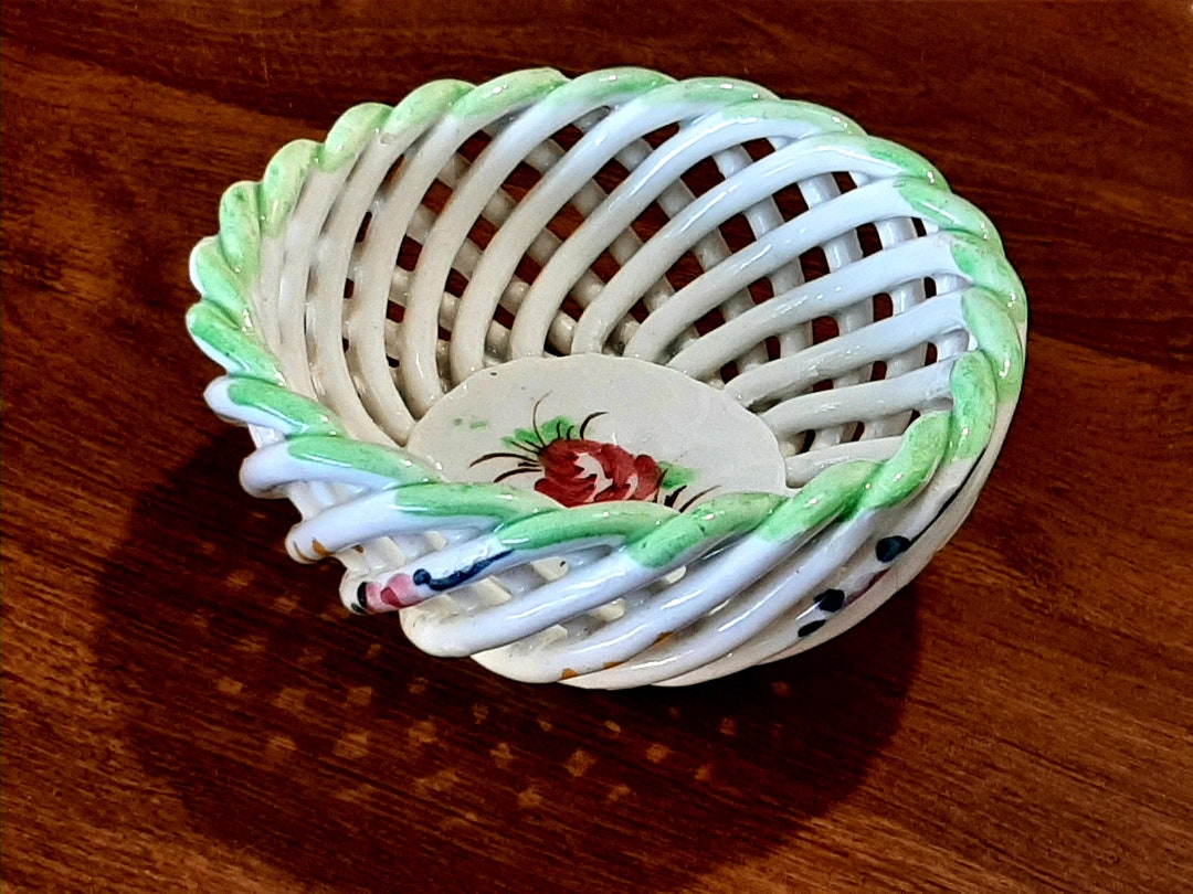 Vintage Basket Weave Ceramic Dish - Etsy