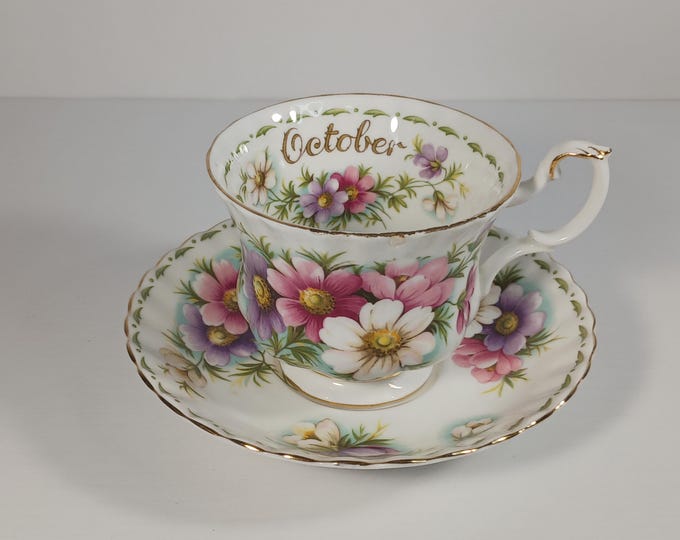 Royal Albert Flowers of the Month "october" Tea Cup and Saucer Set-gift ...