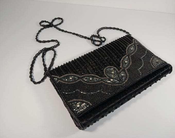 Vintage LA Regale Beaded Evening Purse- Cutch Bag-black Beaded Evening ...