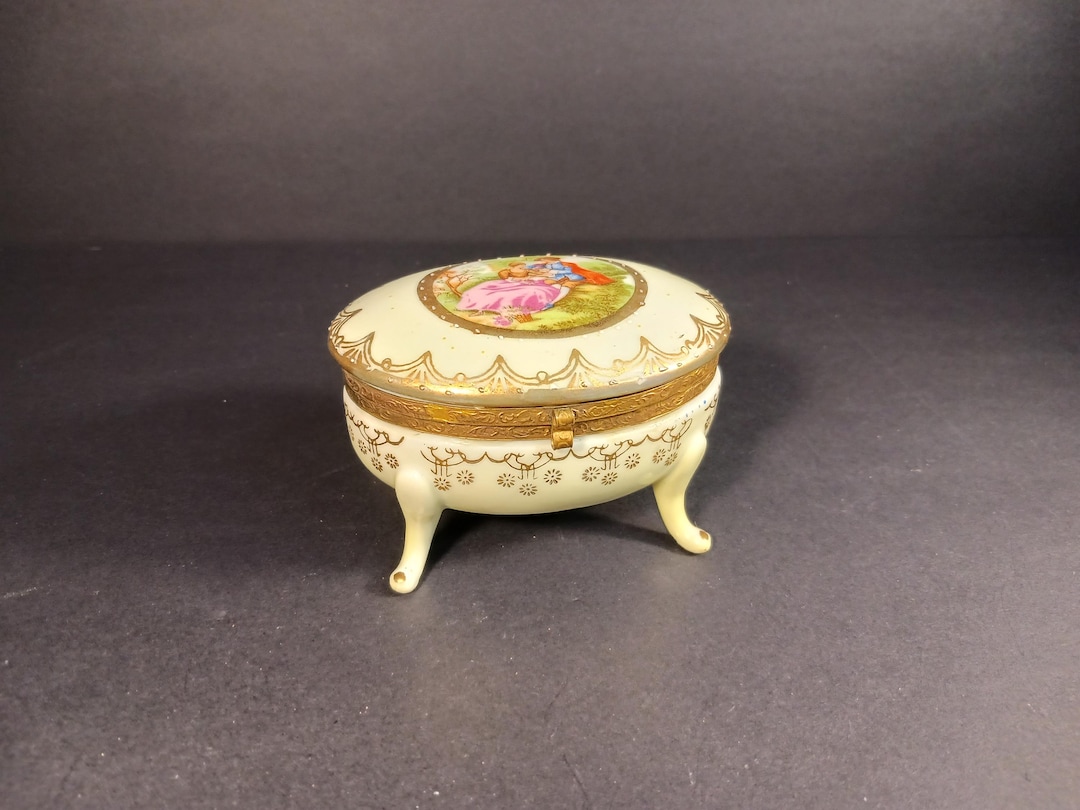 Vintage German Trinket Box- Vintage Jewelry Box, Porcelain Makers Mark ...