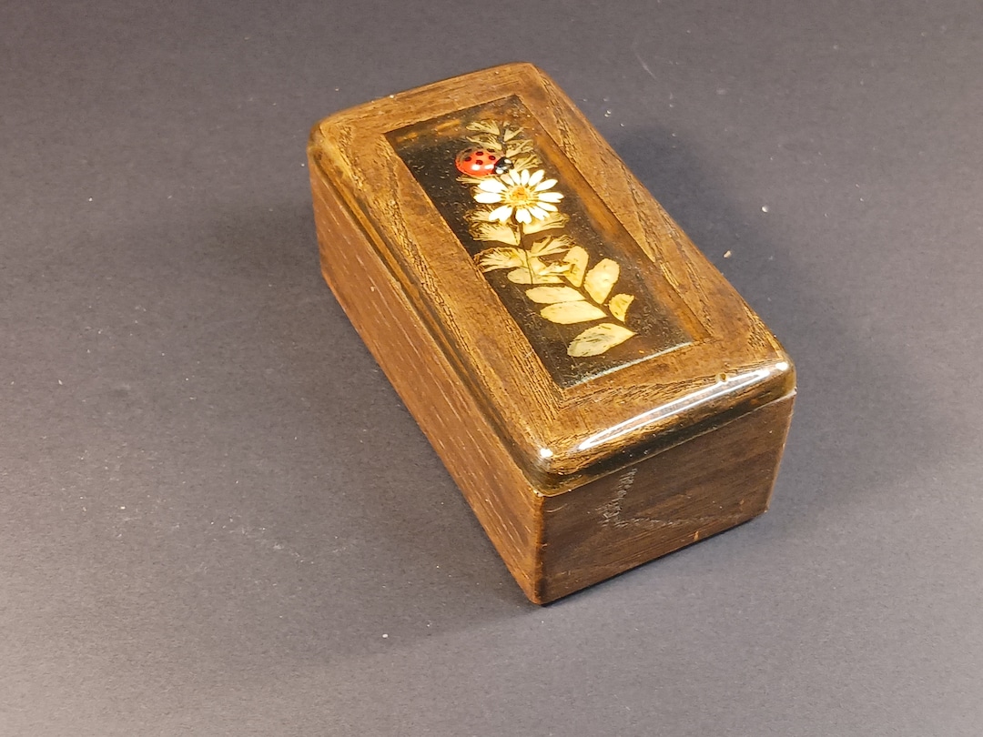 Groovy Wooden Trinket Box-acrylic Inlay Trinket Box Retro Floral ...