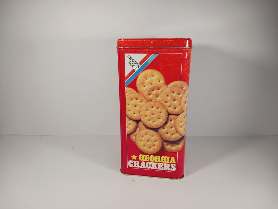 1989 Georgia Crackers Tin - Red & Gold Vintage Kitchen Storage- Vintage ...