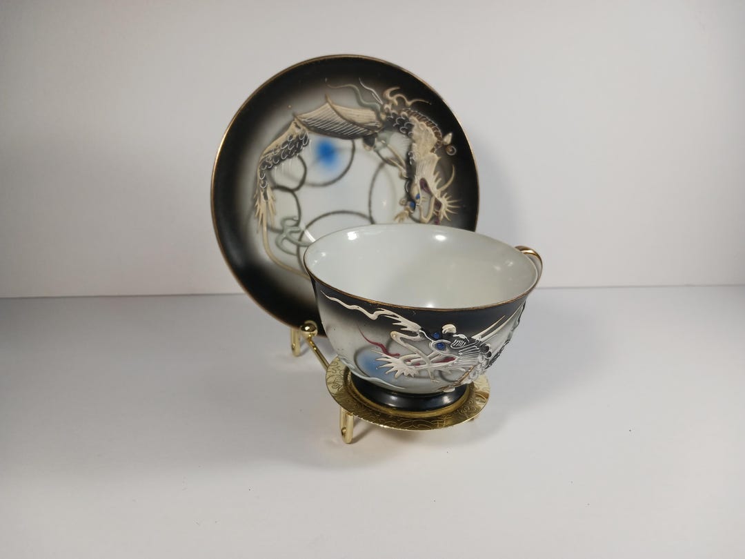 Vintage Dragonware Moriage Geisha Tea Cup & Saucer, Hand Painted, 1950 ...