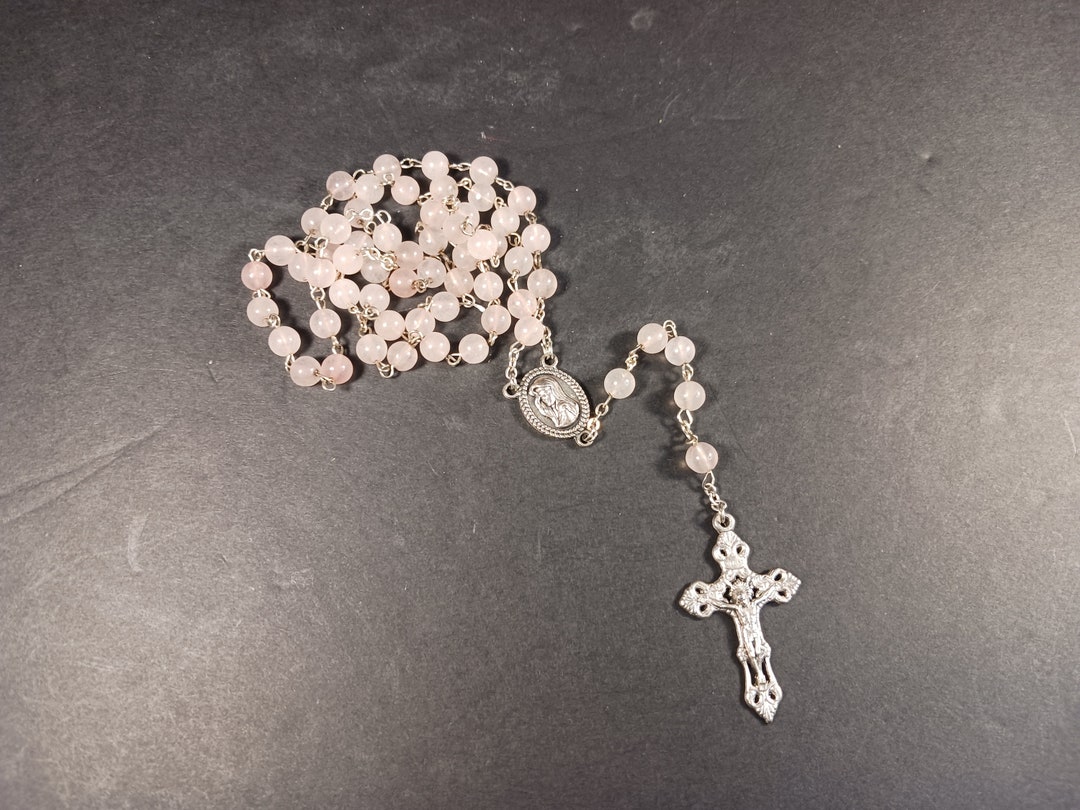 Pink Ava Maria Rosary Sacred Prayer Beads-vintage Rosary Pink Beaded Rosary Religious Gift ...