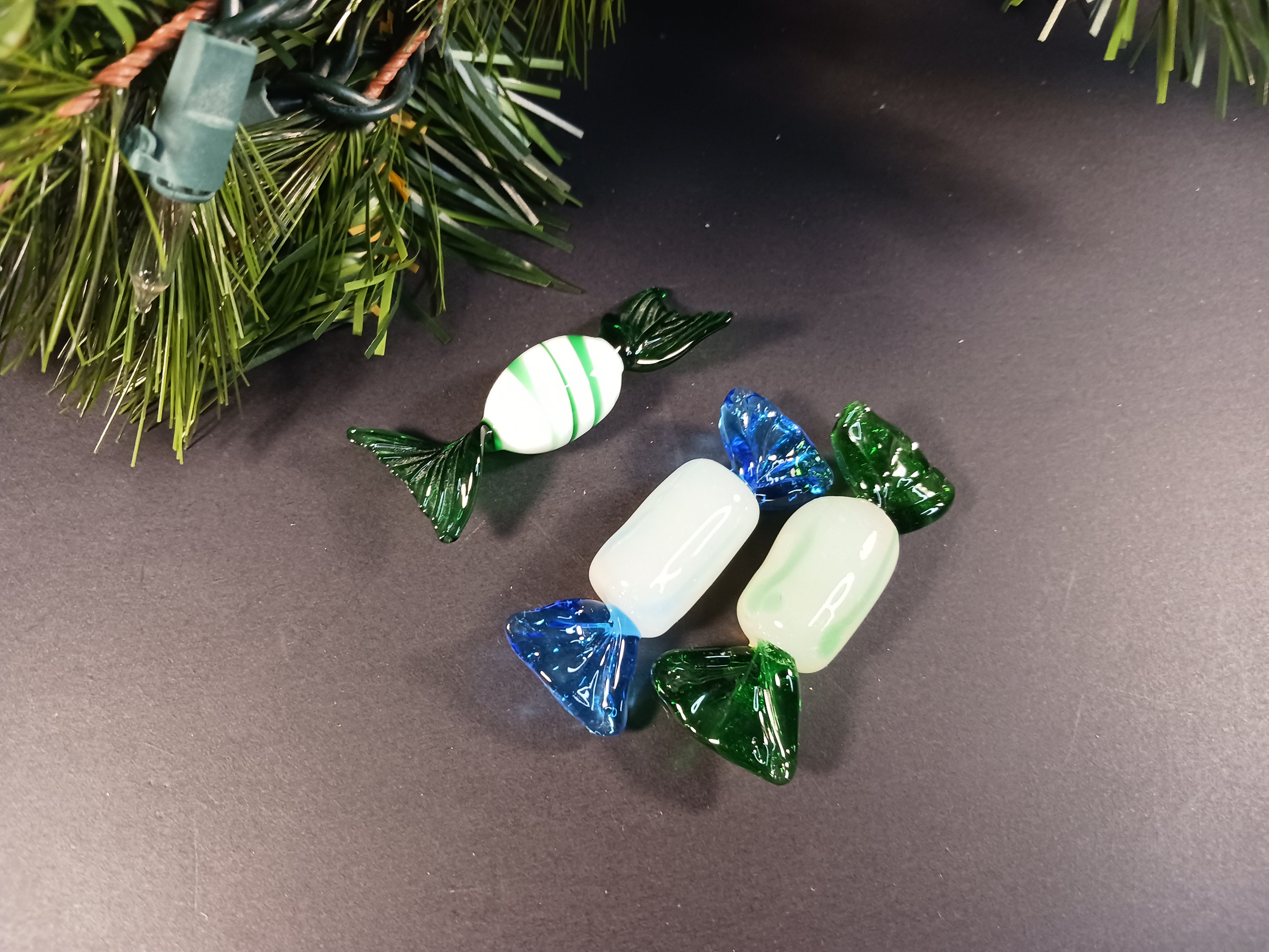 Vintage Blown Glass Twist Candies, Christmas Hard Candy, Glass Bonbons ...