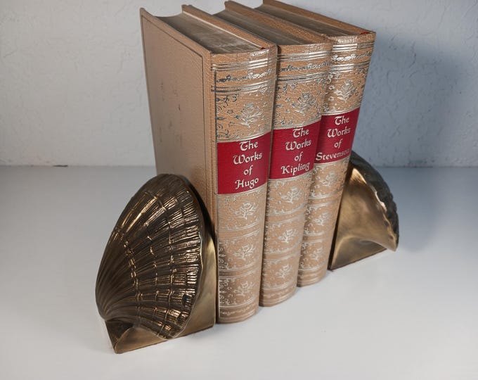 Vintage Brass Shell Bookends - Clam Shell Book Shelf Decor - Office ...