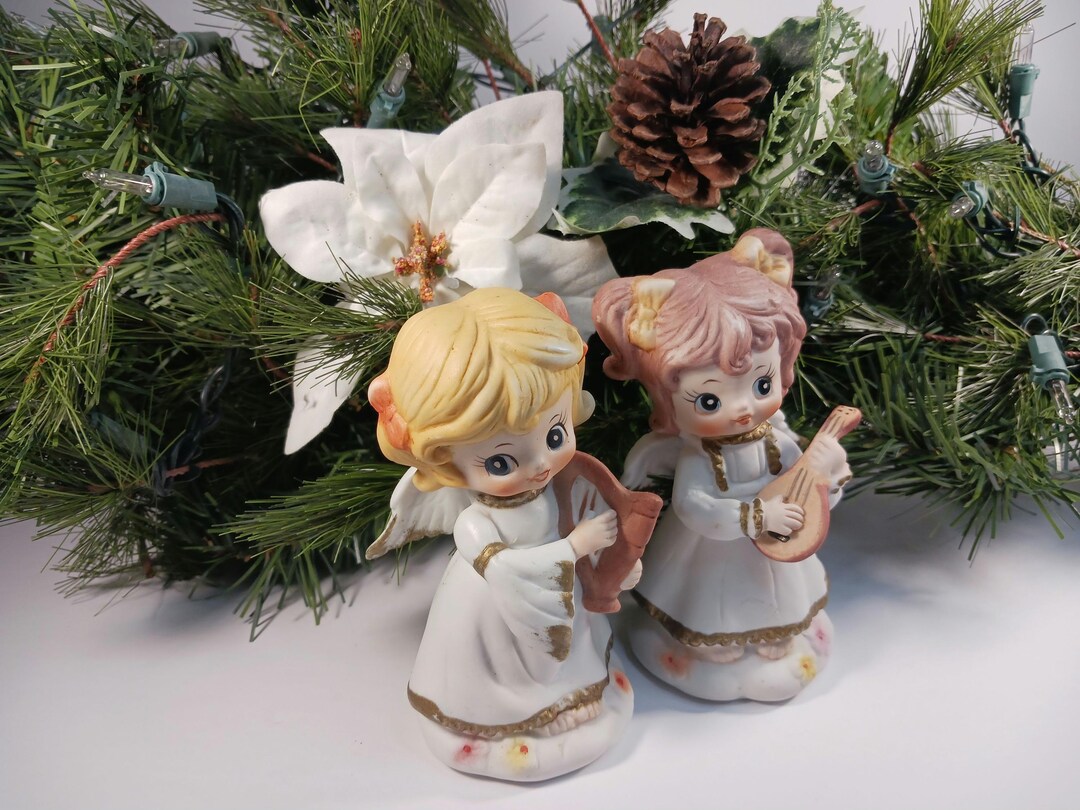 Ceramic Frankel Angel Figurines- Vintage Christmas Decor- Angel ...