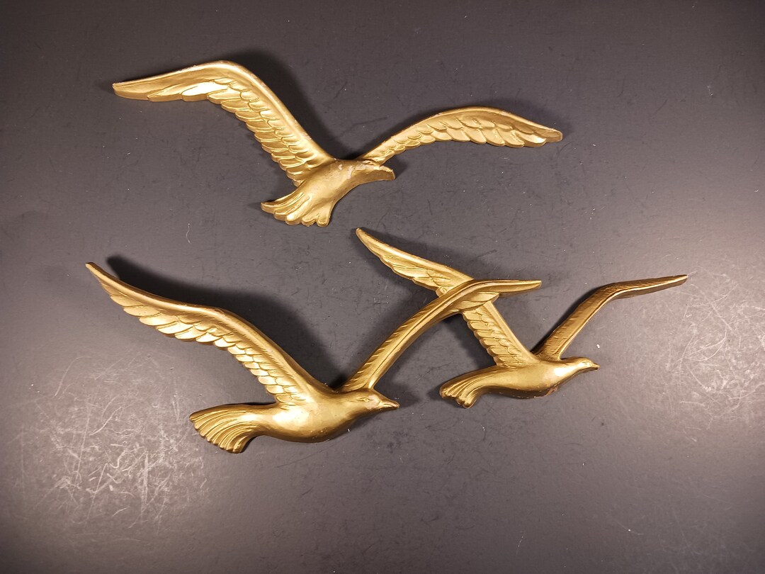 Vintage Wall Art-seagull Wall Plaques Set of 2 Homco 1981 Gold Finish ...